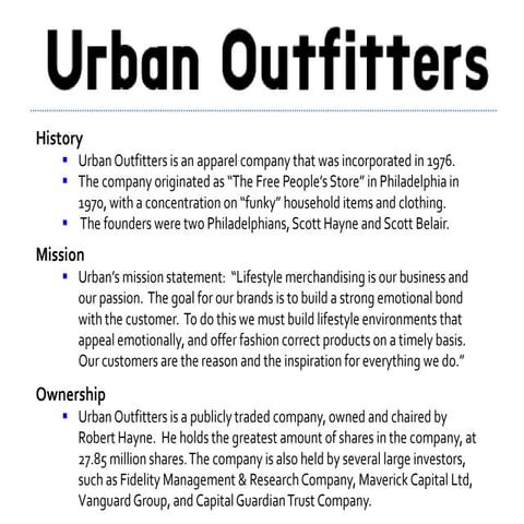 Urban outfitters | PPTX | Business | Business and Finance