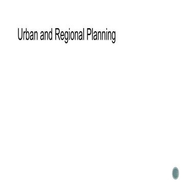 Urban and Regional planning introduction | PPT