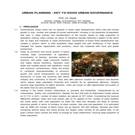 Urban planning key to good Governence | DOCX
