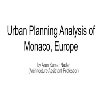 Urban Planning Analysis of Monaco Europe | PDF