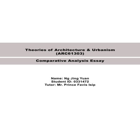 Urban Theories Comparative Essay | PDF