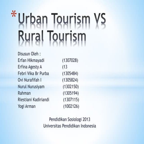 Urban tourism vs rural tourism | PPTX
