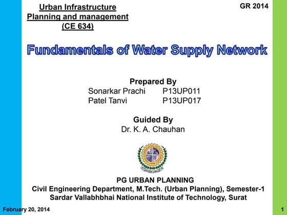 Presentation on water supply system and sources in rural area | PPT
