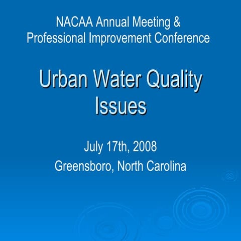 Urban Water Quality Issues | PPT