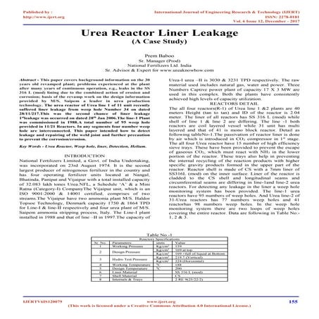 Urea reactor liner leakage(a case study) | PDF