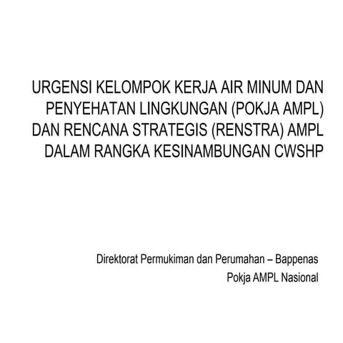 Konsep Operasionalisasi Kebijakan Nasional Air Minum dan Penyehatan ...
