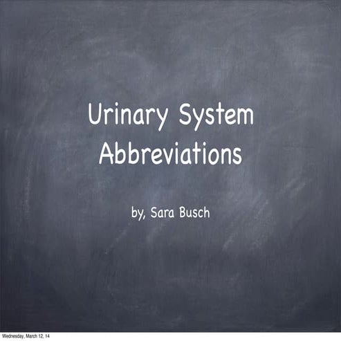 5 Abbreviations Regarding Urinary System | PPTX