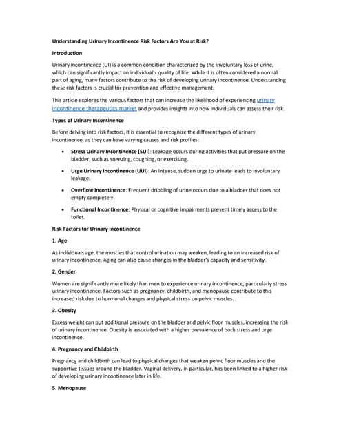 Urinary Incontinence Urinary Incontinence | PPT