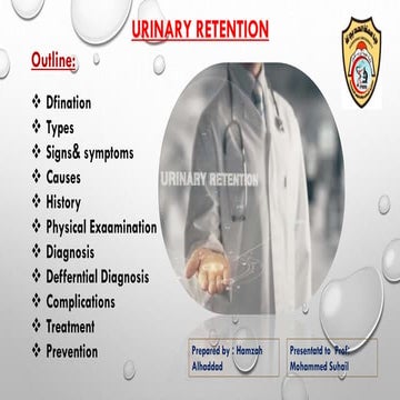 Urinary retention seminar........pdf. by Hamzah Al-haddad | PDF