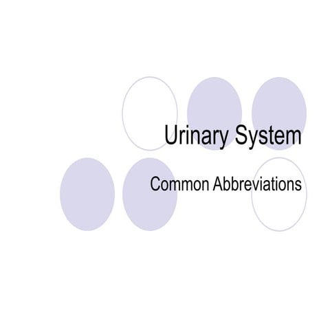 The Urinary System: 5 Abbreviations | PPTX