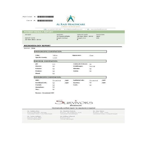 Urine Analysis Report | DOCX