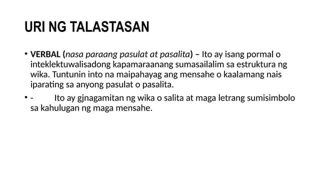 Verbal at di verbal na komunikasyon | PPTX