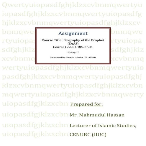 Assignment: Biography of the Prophet (SAAS) | DOCX
