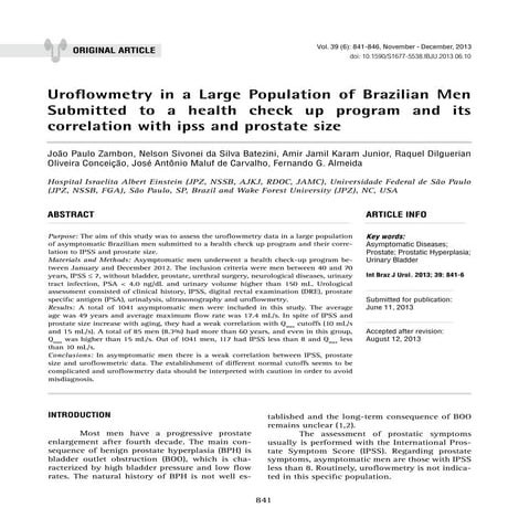 Uroflowmetry In A Large Population Of Brazilian Men Submitted To A Health Check Up Program Pdf