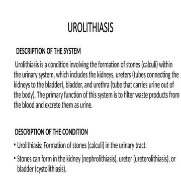 UROLITHIASIS ON SURGERY AND SURGICAL NURSING | PPTX