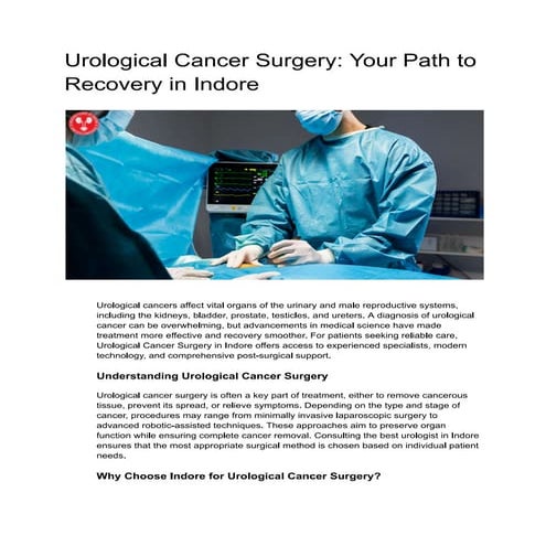 Urological Cancer Surgery Your Path to Recovery in Indore.pdf
