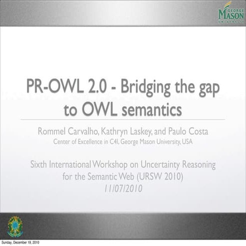 PR-OWL 2.0 - Bridging the gap to OWL semantics | PDF