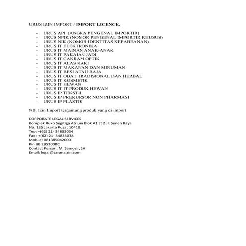 Urus izin import | DOCX