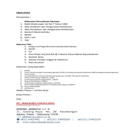 Jasa Pengurusan KITAS | PDF
