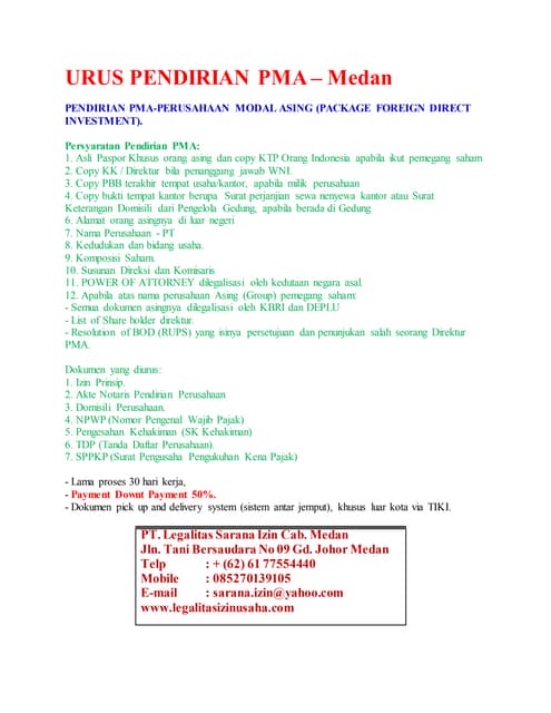 Urus izin usaha pma | DOCX