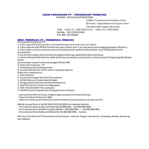 URUS PENDIRIAN PT | DOCX