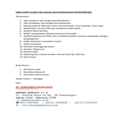 Urus siujpt ( surat ijin usaha jasa perusahaan transportasi) | DOCX