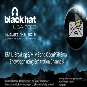 Efail: Breaking S/MIME and OpenPGP Email Encryption using Exfiltration Channels | PDF