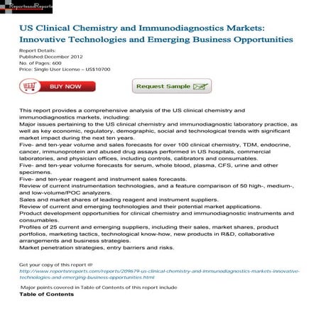 US Clinical Chemistry and Immunodiagnostics Markets: Innovative ...