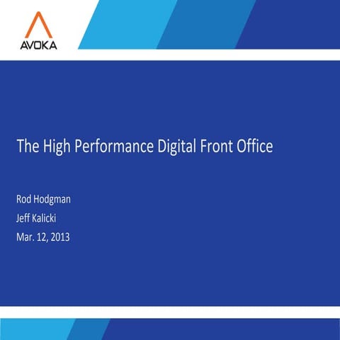 The High Performance Digital Front Office | PPT