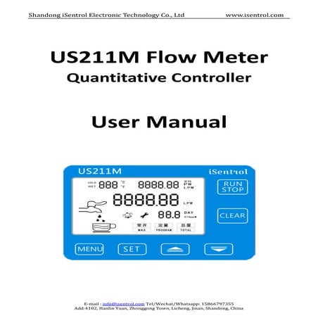 US211M digital flow meter user manual | PDF