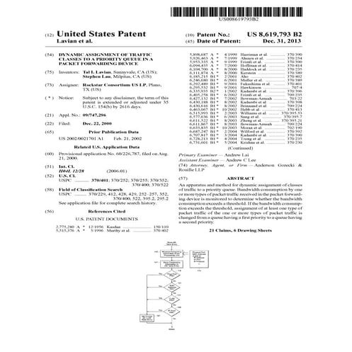 Dynamic Assignment Of Traffic Classes To A Priority Queue In A Packet Forwarding Device Pdf 9359