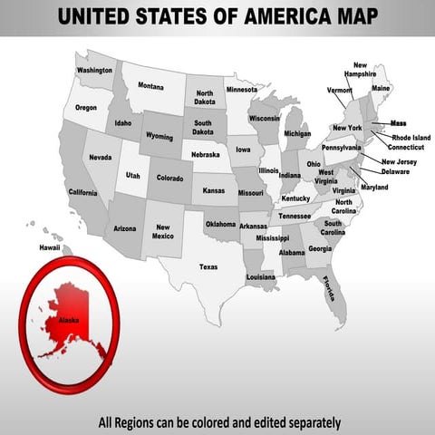 Usa alaska state powerpoint county editable ppt maps and templates | PPTX