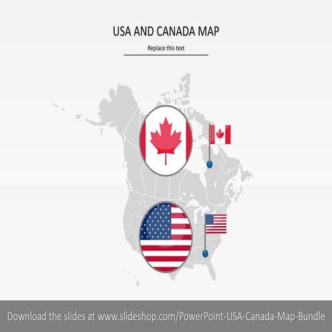 Us And Canada Map Powerpoint Free Canada Map Google Slides Themes