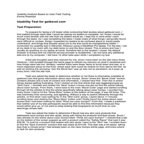UX / User Experience Assignment | DOCX