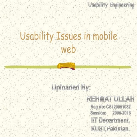 Usability Engineering Usability Issues In Mobile Web Ppt 