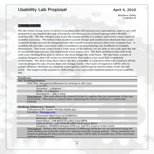 Usability lab design proposal | PDF