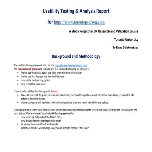 Usability testing and Analysis Report | PDF