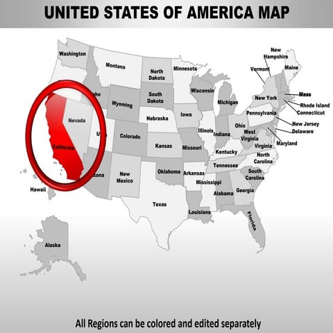 Usa california state powerpoint county editable ppt maps and templates ...