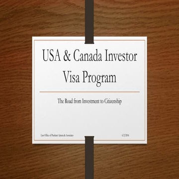 USA EB-5 - CANADA / QUEBEC INVESTOR IMMIGRATION | PPTX