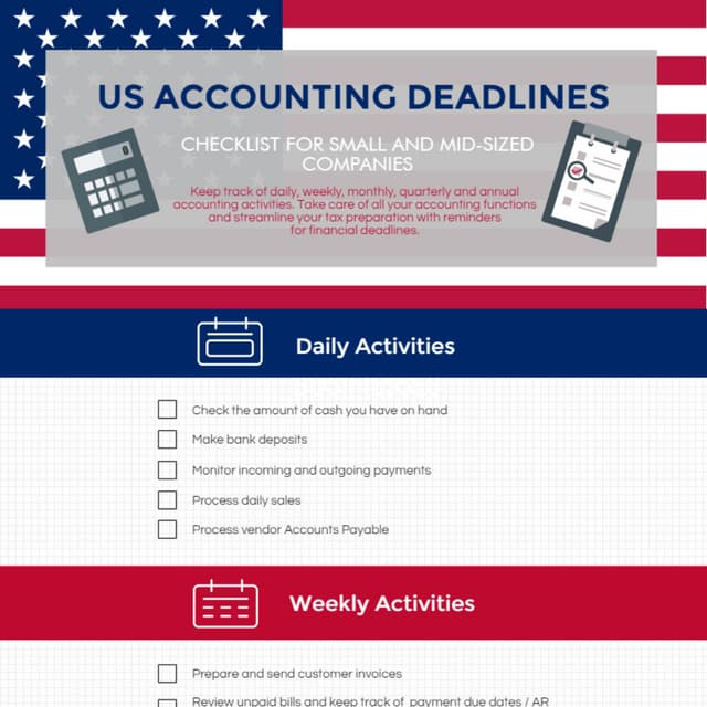 US Accounting and Tax Deadline Checklist | PDF