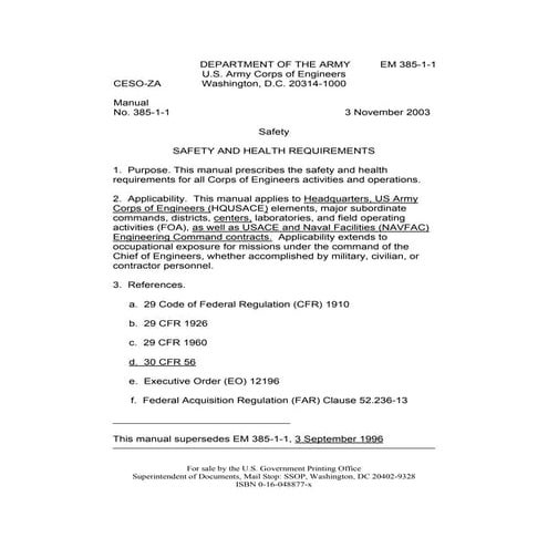 Usace safety manual 385 1-1 | PDF