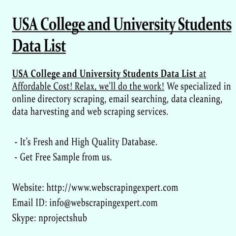 USA College and University Students Data List | PPTX