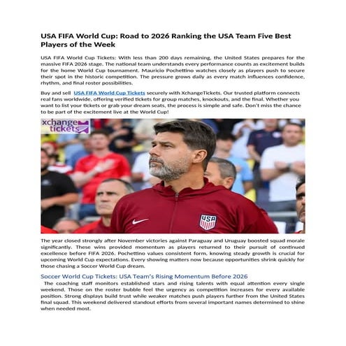 USA FIFA World Cup Road to 2026 Ranking the USA Team Five Best Players ...