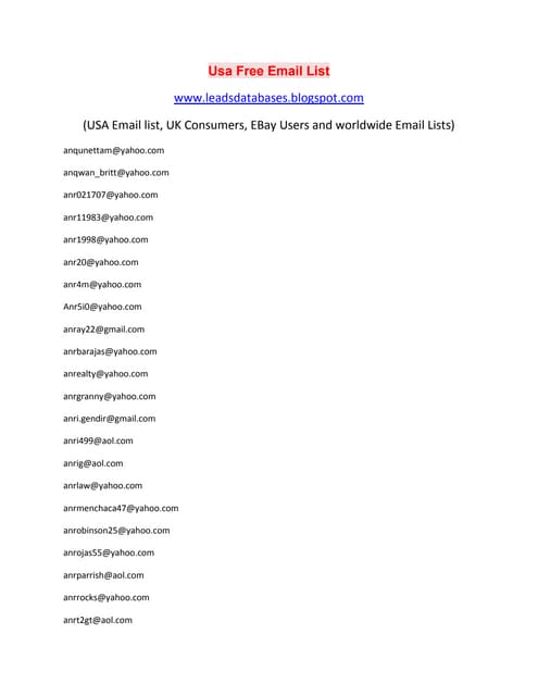 555 Million Email Lists | DOC | Email | Internet