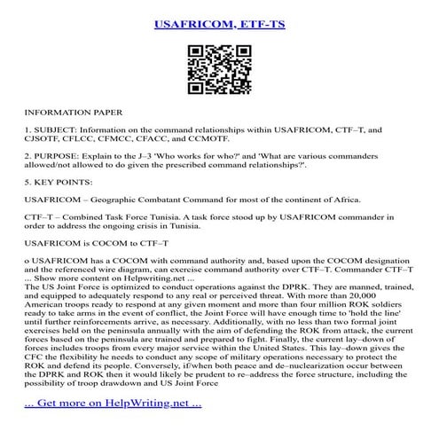 USAFRICOM, ETF-TS | PDF