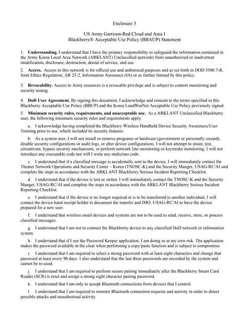 USAG Red Cloud and Area I Policy Letters | PDF