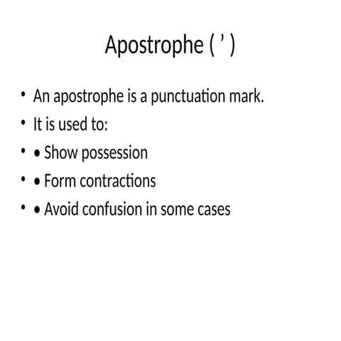 Apostrophe- omission and possession | PPT