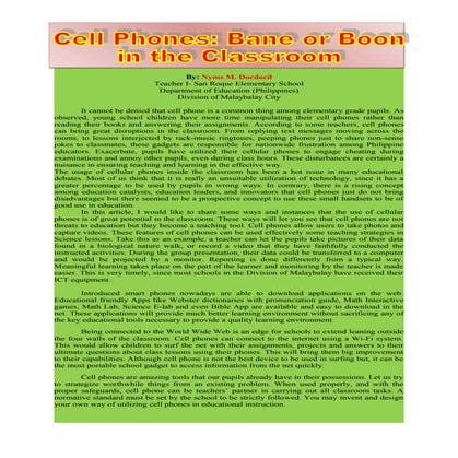 Cell Phones in the : Bane or Boon in the Classroom | DOC