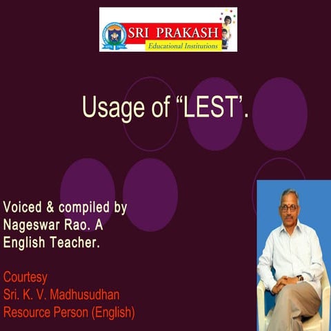 Usage of 'lest'. | PPT