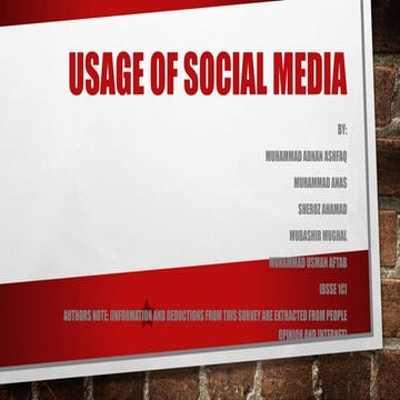 Usage of Social Media ppt | PPTX